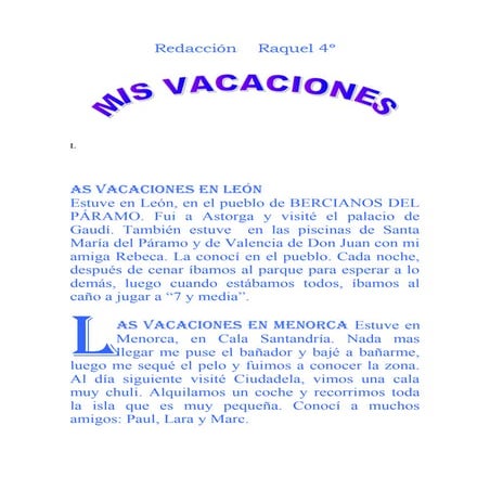 Mis vacaciones raquel | DOC
