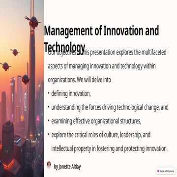 Management of Innovations and Technology | PPTX