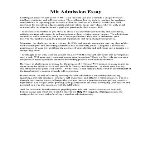 Mit Admission Essay | PDF