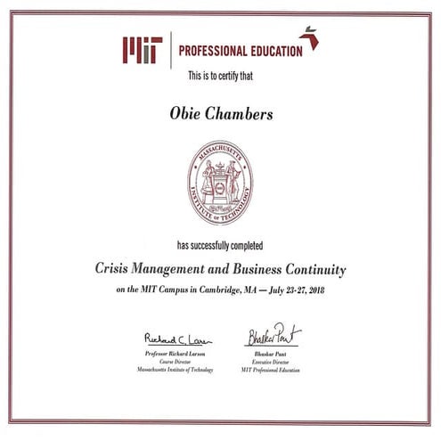 Mit crisis managment and business continuity certificate (1) | PDF