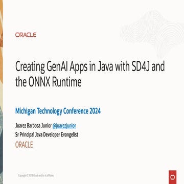 Creating GenAI Apps in Java with SD4J and the ONNX Runtime - MiTechCon - Michigan, USA | PDF