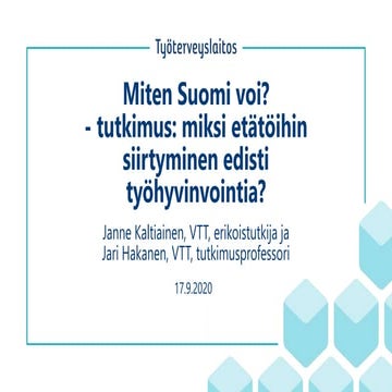 Miten Suomi voi? -tutkimus | PPTX