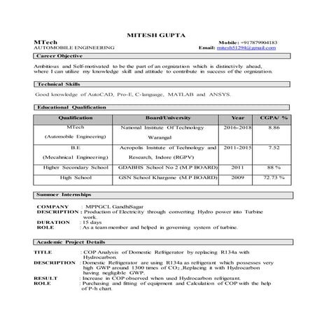 Mitesh cv | DOCX