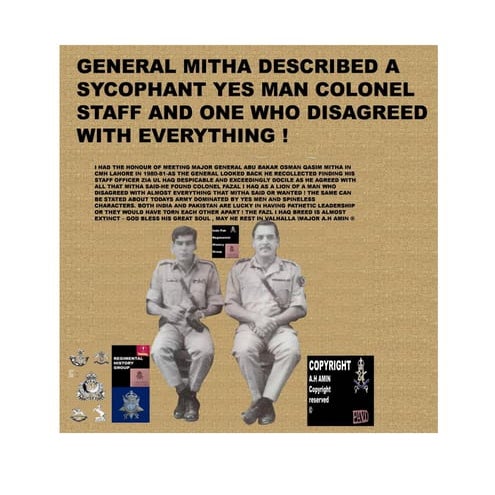 GENERAL MITHA DESCRIBED A SYCOPHANT YES MAN COLONEL STAFF AND ONE WHO ...