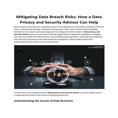 Mitigating Data Breach Risks: How a Data Privacy and Security Advisor Can Help | PDF