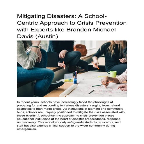 Mitigating Disasters A School-Centric Approach to Crisis Prevention ...