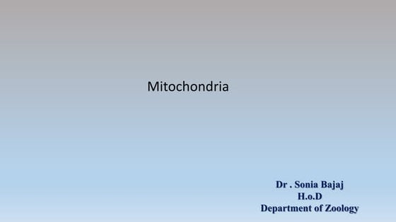 Mitochondria ppt | PPTX | Biological Sciences | Science