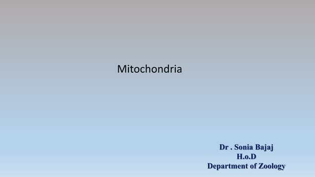 Mitochondria Introduction Function And Structure Pptx
