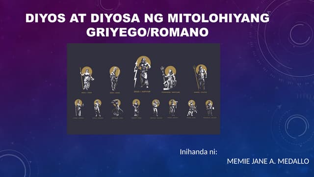 Mga Diyos at Diyosa ng Mitolohiyang Griyego at Romano | PPTX