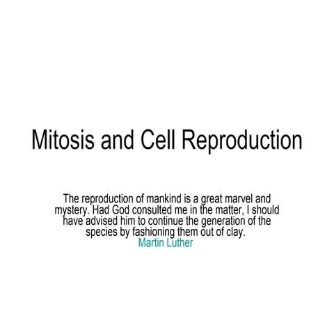 Mitosis and cell reproduction | PPT