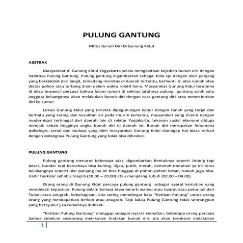 Mitos pulung gantung di gunung kidul | DOCX