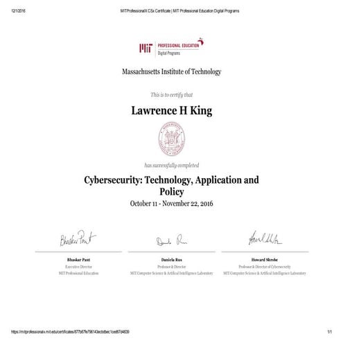 MIT professional education digital programs Cybersecurity | PPT