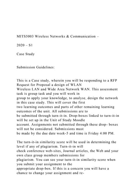 Mits5003 Wireless Networks And Communication 2020 S1 Docx Computer Networking Computing