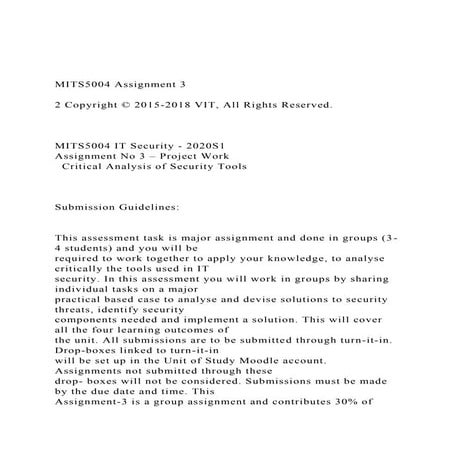 MITS5004 Assignment 3 2 Copyright © 2015-2018 VIT, All Rig.docx | Operating Systems | Computer ...