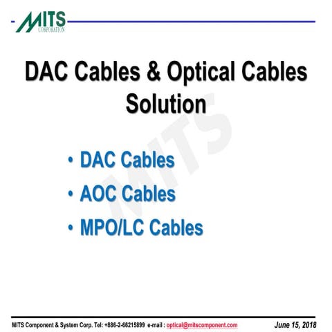 DAC, AOC & MPO/LC cable solution | PDF