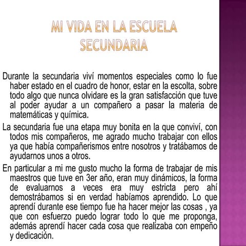 Mi vida en la escuela secundaria | PDF