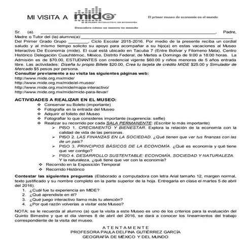 MI VISITA LA MUSEO MIDE | DOCX