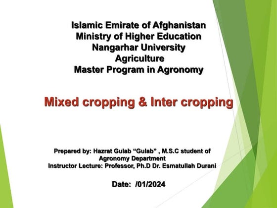 Multiple cropping systems | PPTX | Agriculture | Industries