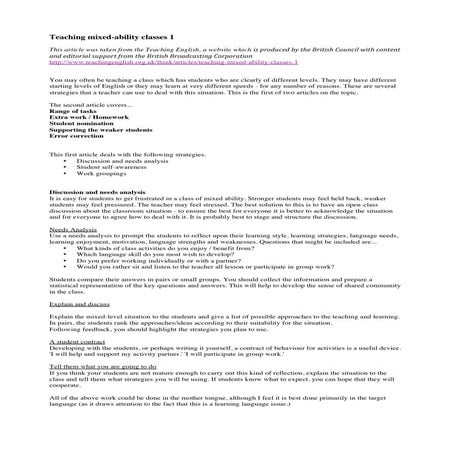 Mixed Ability Classes 1 | PDF
