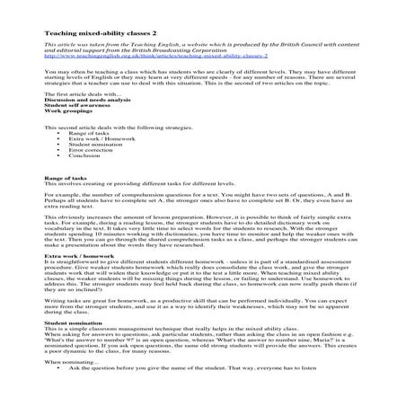 Mixed Ability Classes 2 1 | PDF