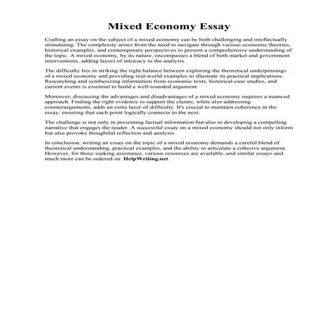Mixed Economy Essay.pdfMixed Economy Essay. Sorting Out the Mixed Economy | Princeton University ...