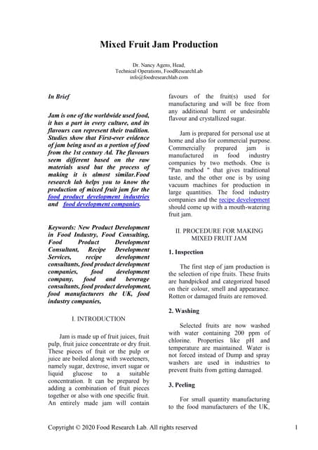 Production process of jam 1 | PPT