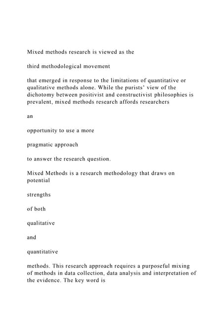 MixedMethods research approach, quantitative | PPT