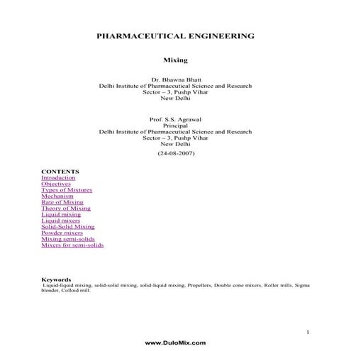Mixing in Pharmaceutical Industry | PDF