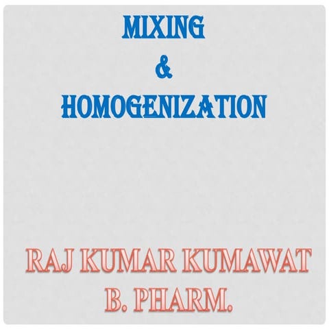Pharmaceutical Engineering: Mixing | PDF