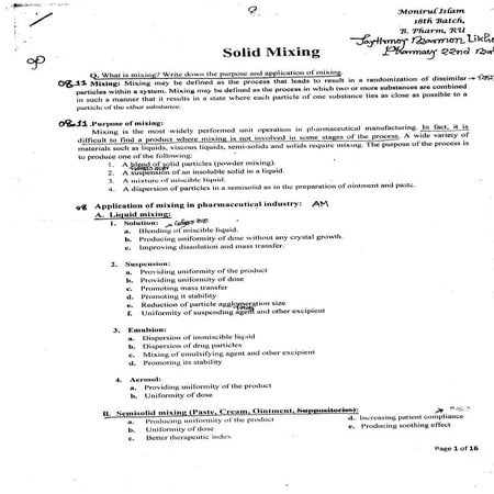 Mixing (solid, liquid and paste) | PDF