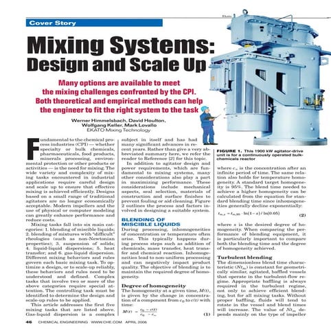 Mixing system desing scale up2006 04 cover_story | PDF | Chemistry ...