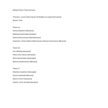 Mix Team Tournament List | DOC