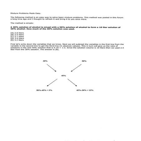 Mixture Problems Made Easy Pdf