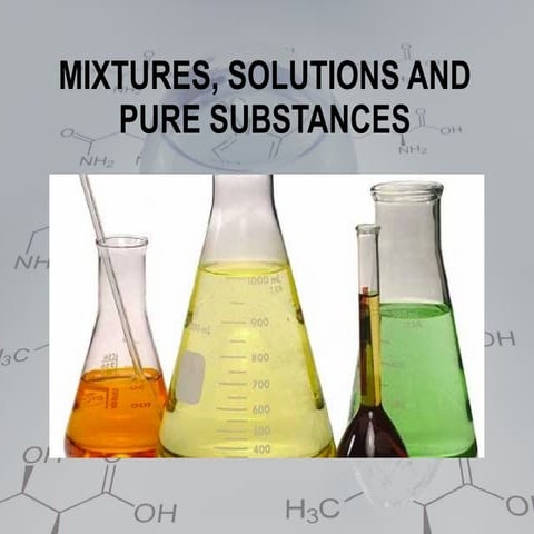 Mixtures solutions and pure substances | PPT