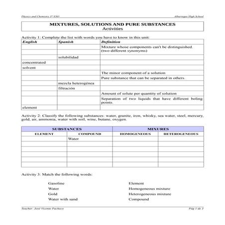 Substances and Mixtures | PDF