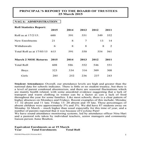 Principal report march2015 website | PDF