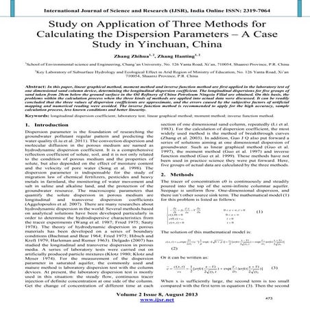 Study on Application of Three Methods for Calculating the Dispersion ...