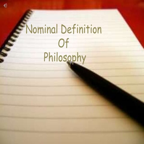 Nominal definition of philosophy | PPT