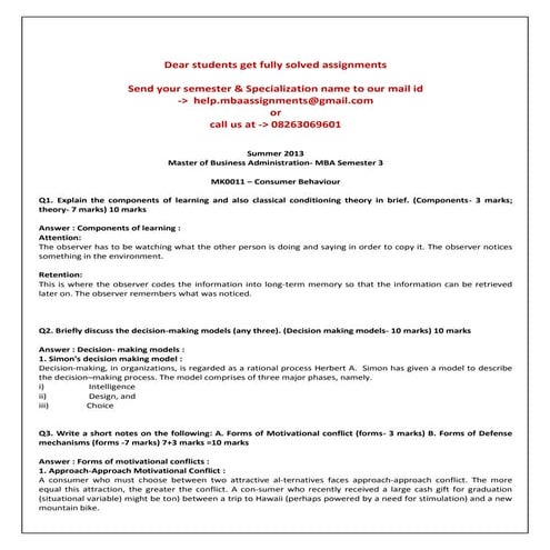 Mk0011 consumer behaviour | DOCX