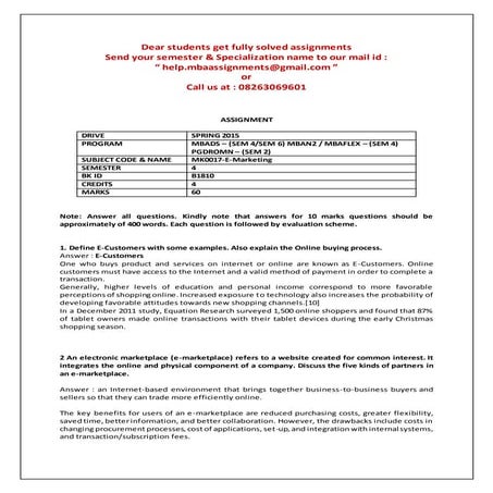 Mk0017 e-marketing | DOCX | Internet | Computing