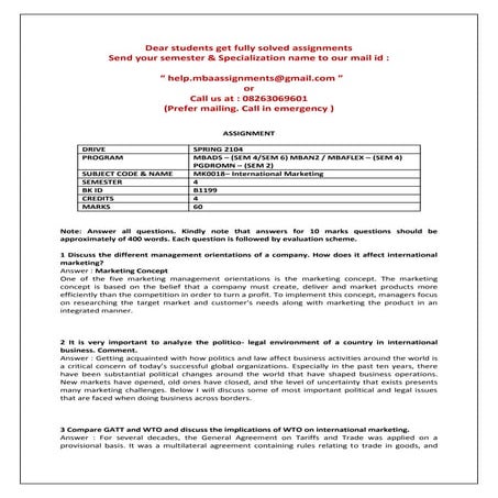 Course plan of international business | DOCX