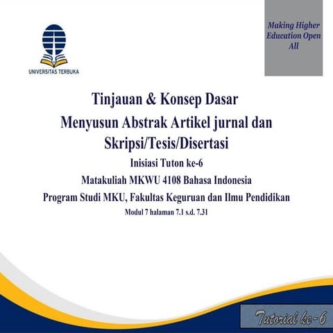 tinjauan dan konsep dasar menyusun abstrak artikel dan journal | PPT