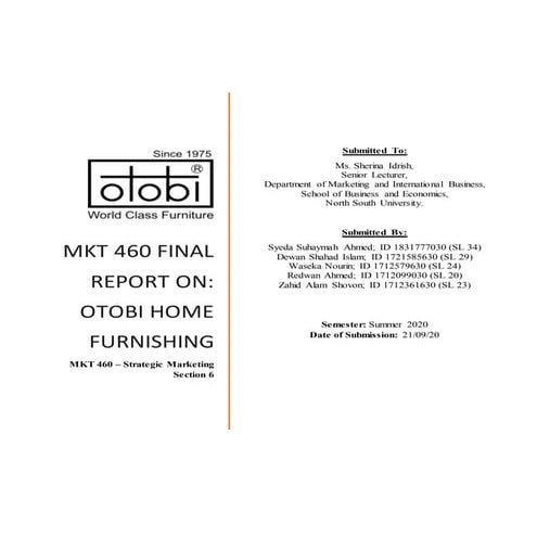 Otobi Marketing Strategy | Cash Cows | DOCX