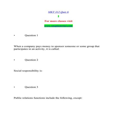 Mkt 312 Massive Success / snaptutorial.com