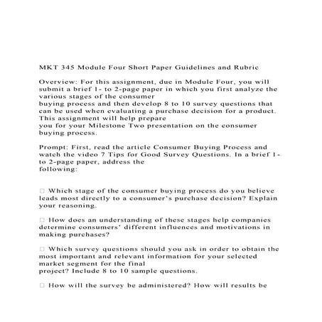 MKT 345 Module Four Short Paper Guidelines and Rubric O.docx