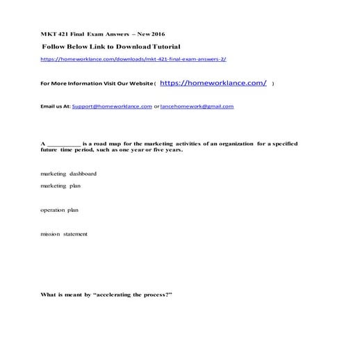 Mkt 421 Final Exam Pdf