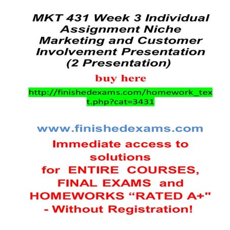 Mkt 431 week 3 individual assignment niche marketing and customer ...