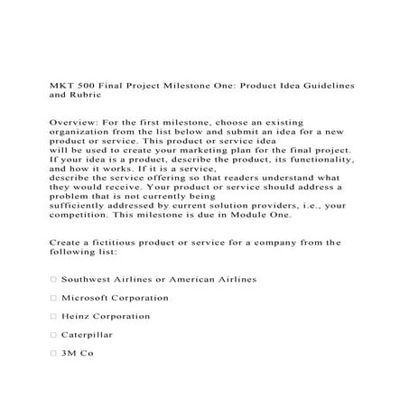 MKT 500 Final Project Milestone One Product Idea Guidelines.docx