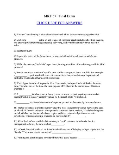 MKT 571 Final Exam | PDF