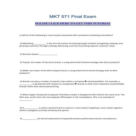 Mkt 571 final exam | DOCX